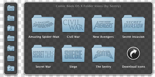 Comic Books OS X Folder Icons, Preview transparent background PNG ...