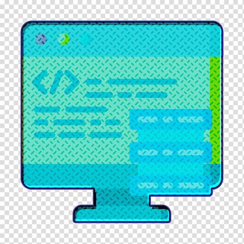 Data Icon Code Icon Web Design Icon Aqua Turquoise Line Technology 