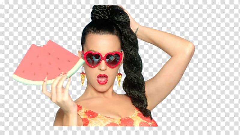 Katy Perry This Is How We Do Miley Cyrus Holding Sliced Watermelon Transparent Background PNG 